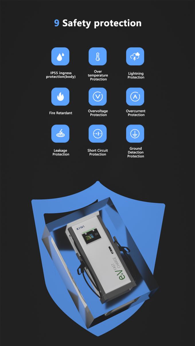 60kW~150kW DC EV Charger Pile Double Charging Gun Floor Mounted DC Fast Electric Car Charging ...